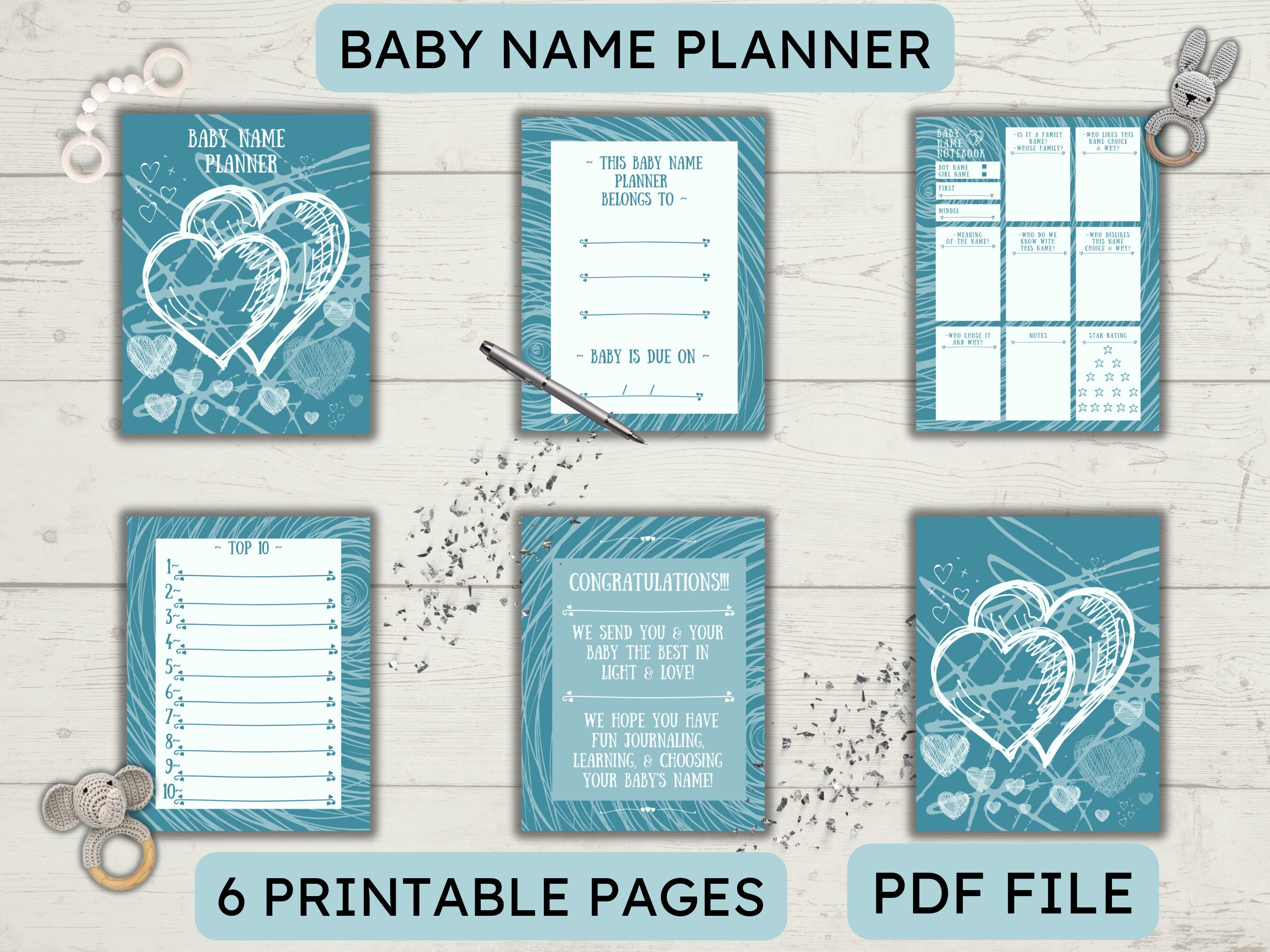Printable Baby Name Planner, Baby Name Tracker, Journal for Baby Name ...