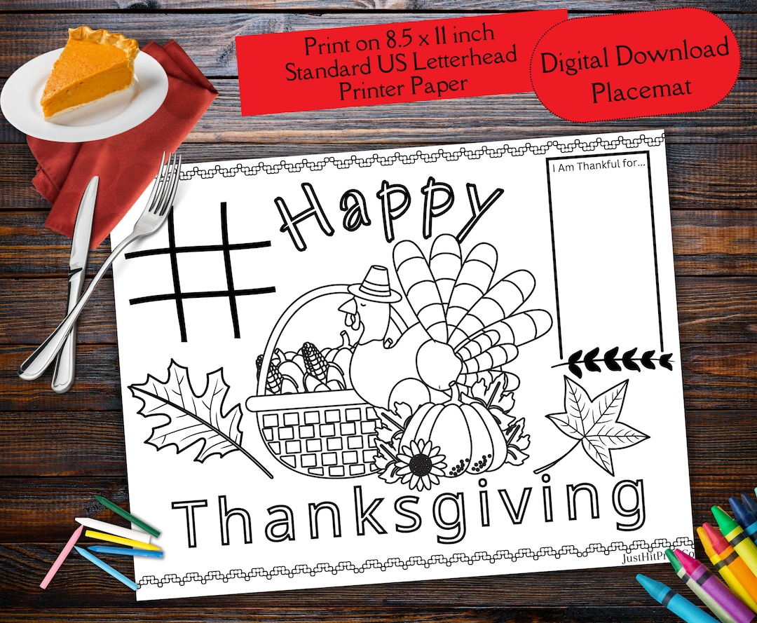 Printable Thanksgiving Activity Placemat, Coloring Placemat, Kid's ...