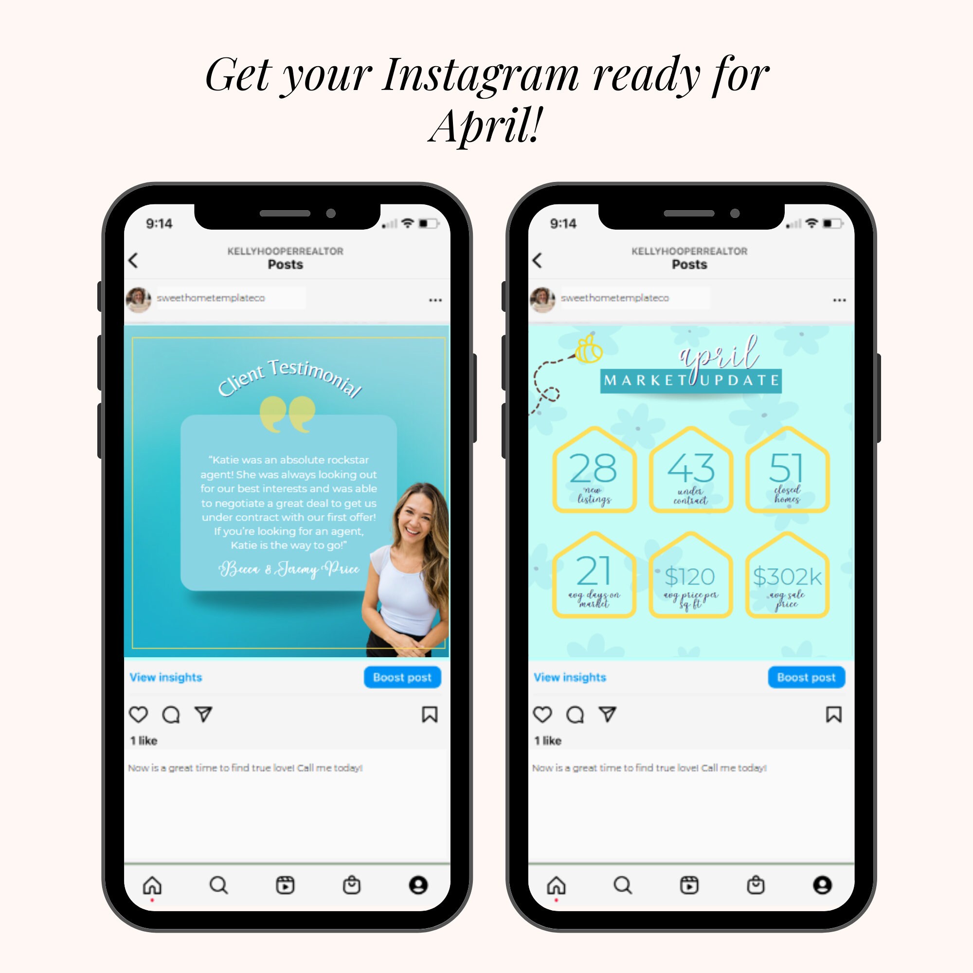 50 April Instagram Post Templates, Stories, Spring, Easter, Real Estate ...