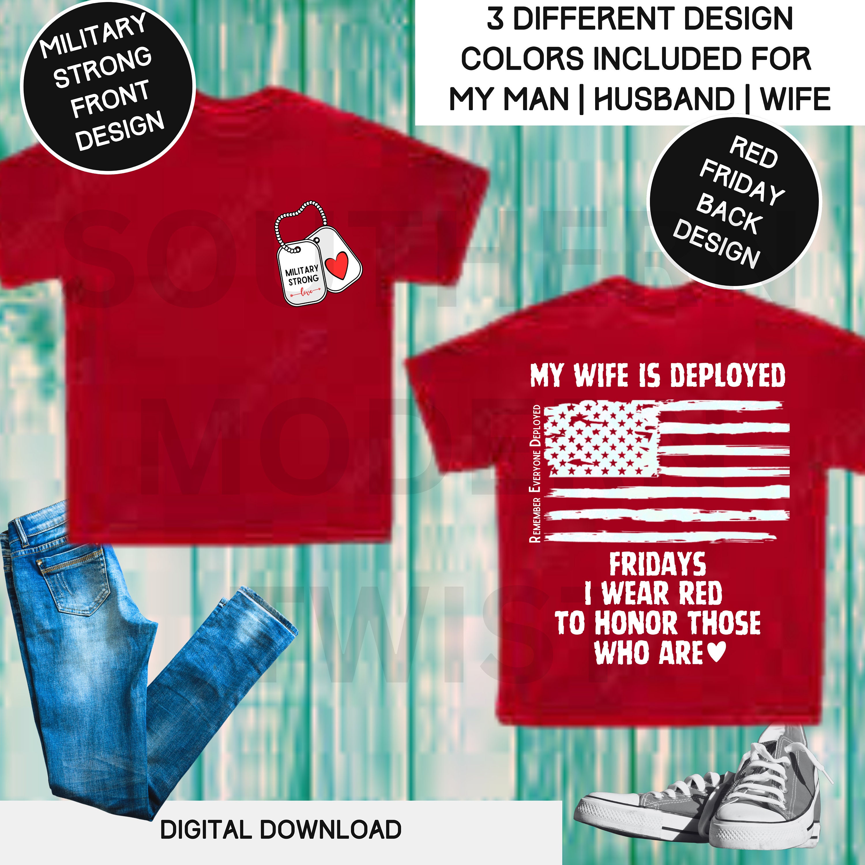 Remember Those Deployed on Fridays I Wear Red shirt Design Digital ...