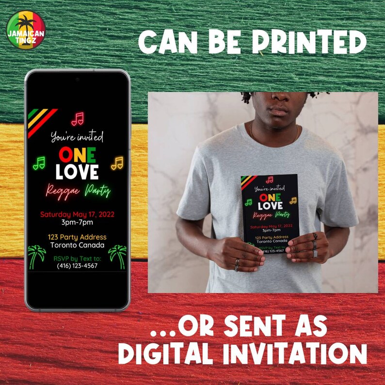 One Love Reggae Party Invitation | Printable Birthday Party Invitations ...