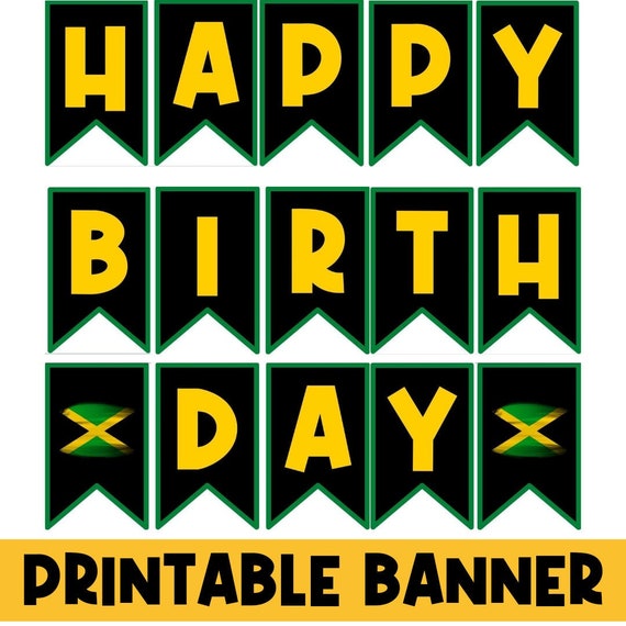 PRINTABLE Birthday Banner Jamaica Happy Birthday Party | Etsy