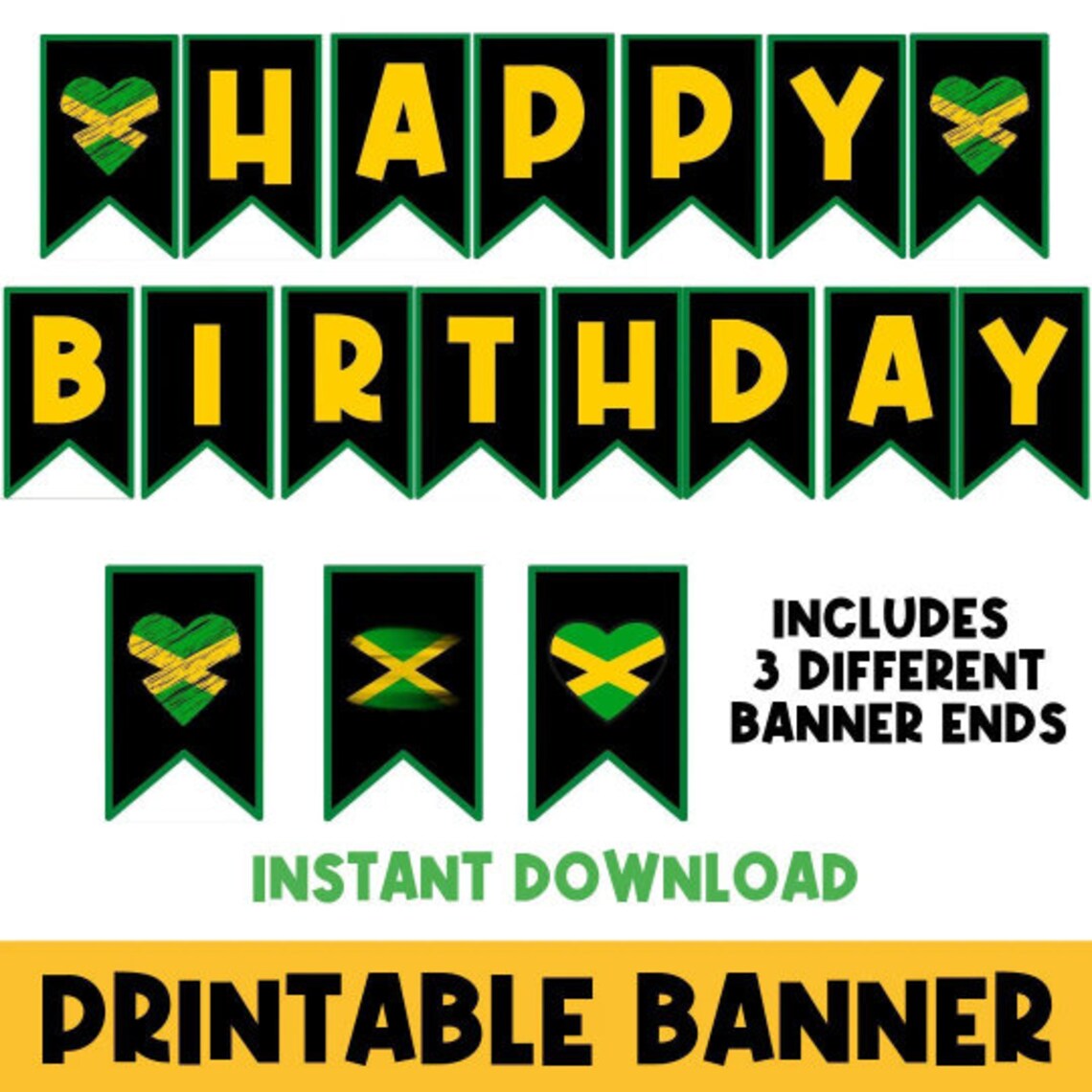 PRINTABLE Birthday Banner | Jamaica | Happy Birthday | Party Decor ...