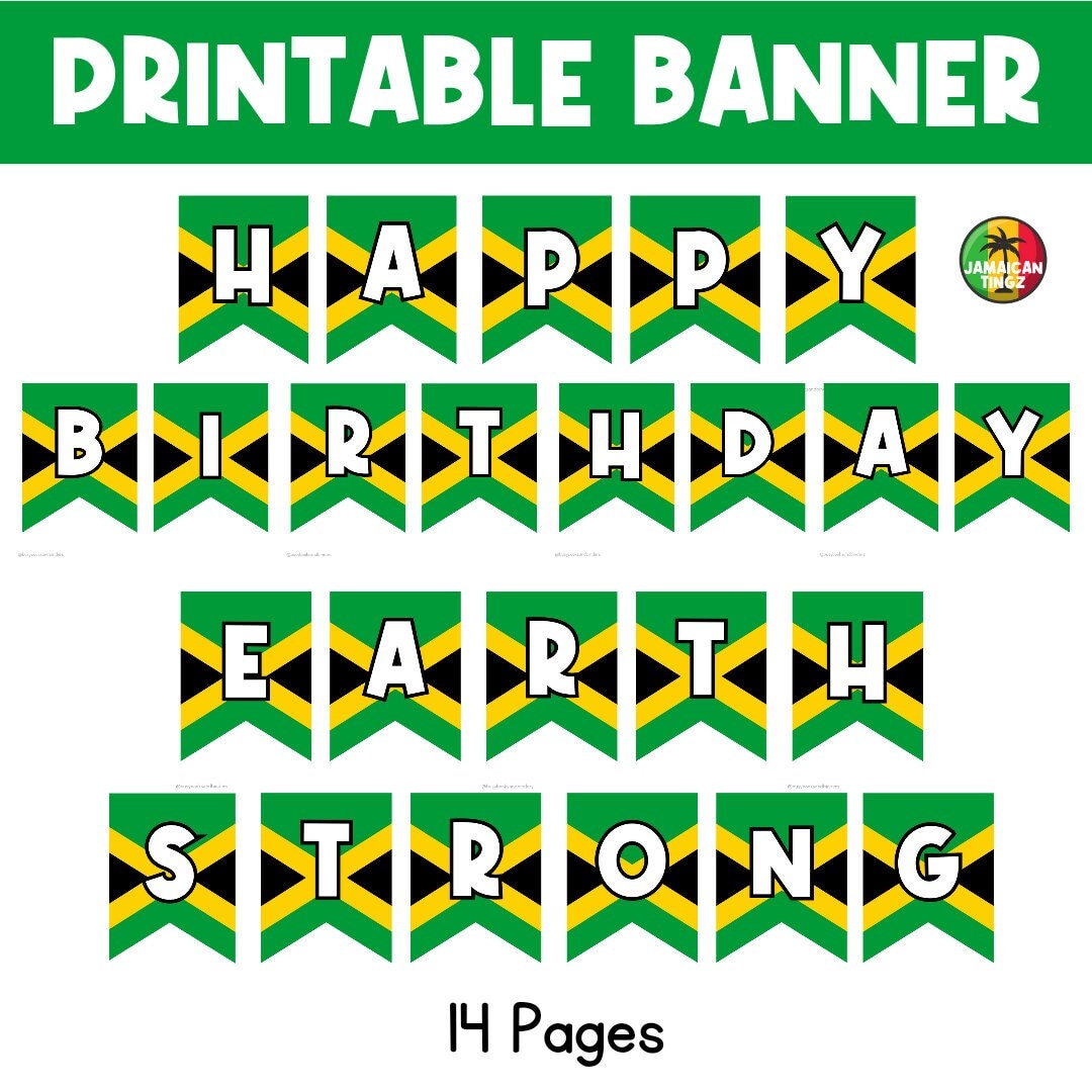 PRINTABLE Birthday Banner | Jamaica | Happy Birthday | Party Decor ...