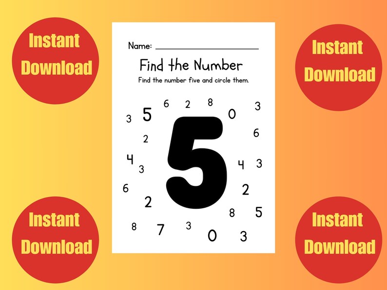 Printable Number Findings Set Instant Download Numbers Finding Numbers ...