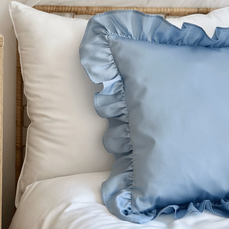Satin Ruffle Pillow - Etsy