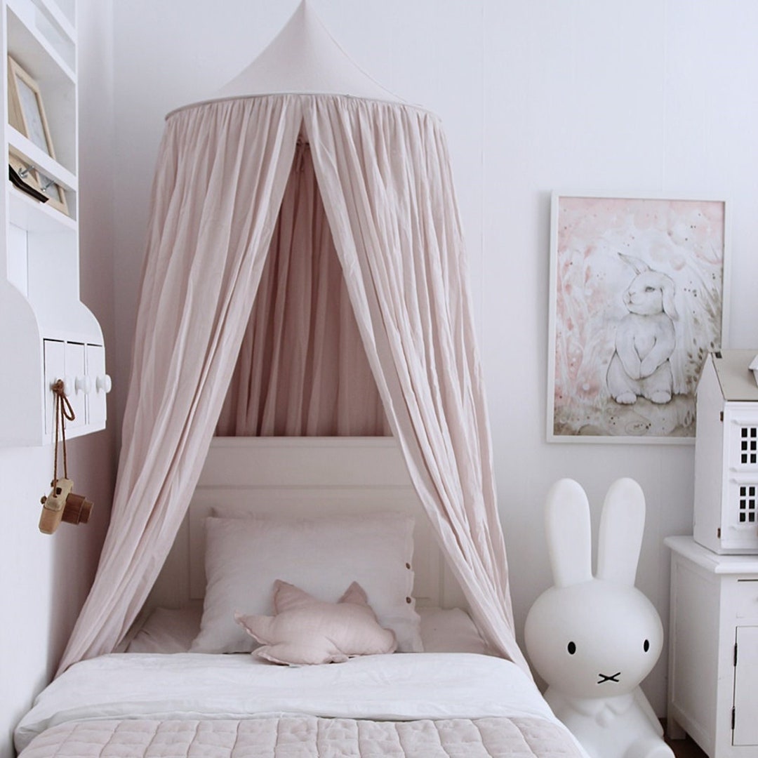 Cotton Bed Canopy Maxi Powder Pink Hanging Canopy | Reeading Nook ...