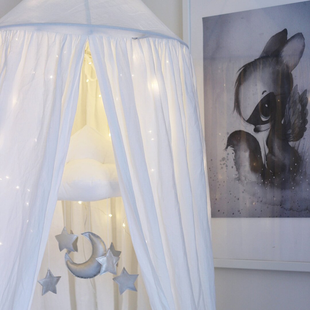 Natural Linen Canopy Hanging Canopy Reading Nook Canopy Linen Bed ...