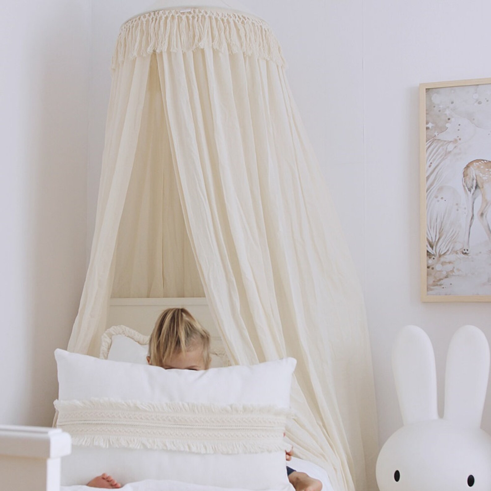 Boho Crib Canopy Cotton Bed Canopy Corner Canopy Vanilla - Etsy