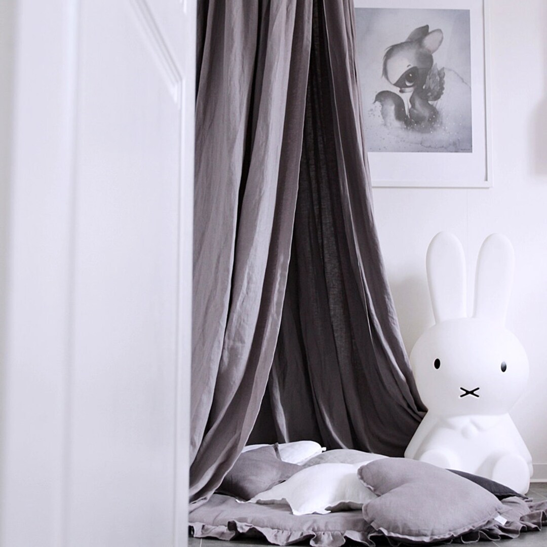 Natural Linen Canopy Hanging Canopy Reading Nook Canopy Linen Bed ...