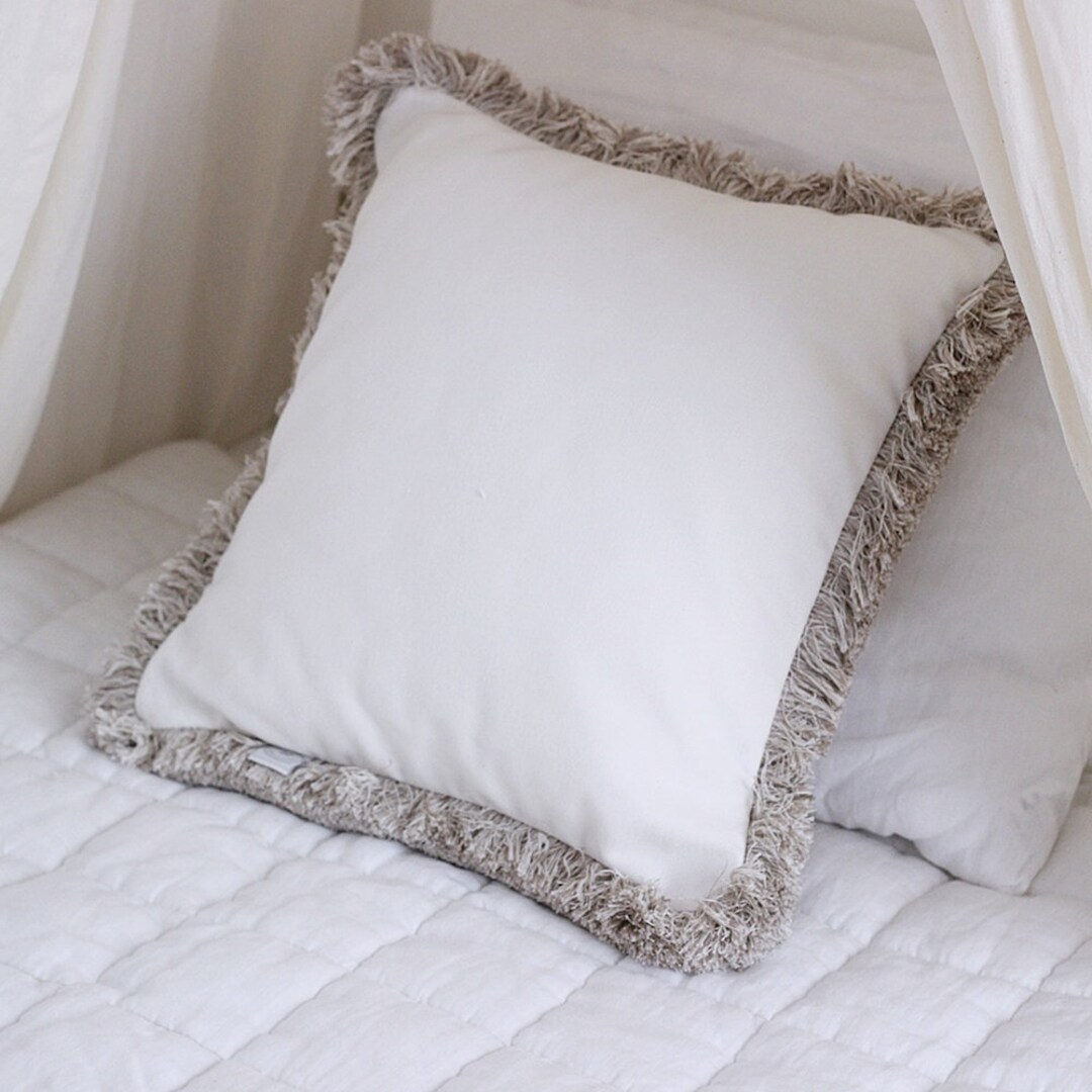 Boho Border Pillow Vanilla + Beige | Boho Pillow | Decorative Custom ...
