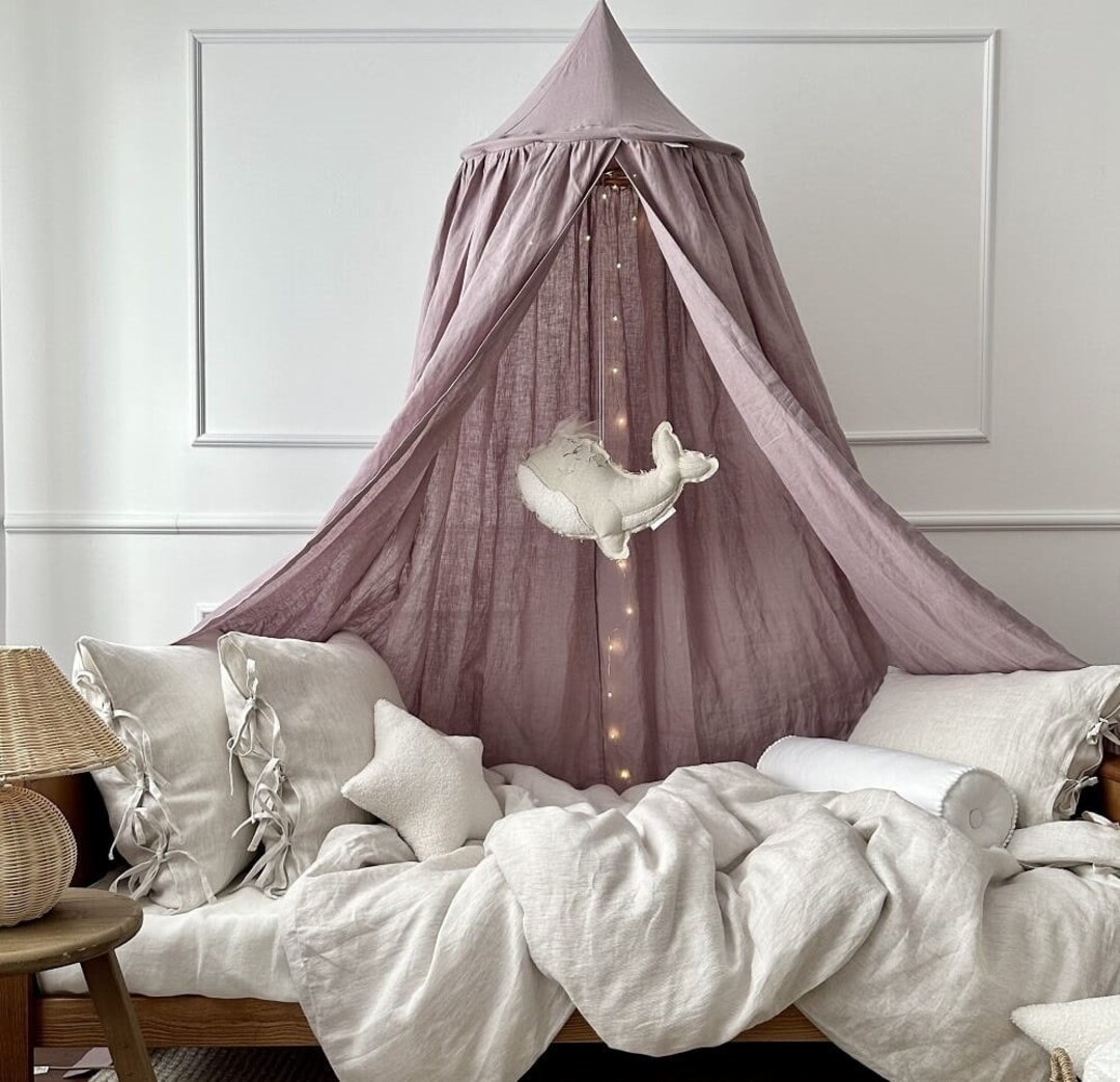 Natural Linen Canopy Hanging Canopy Reading Nook Canopy Linen Bed ...