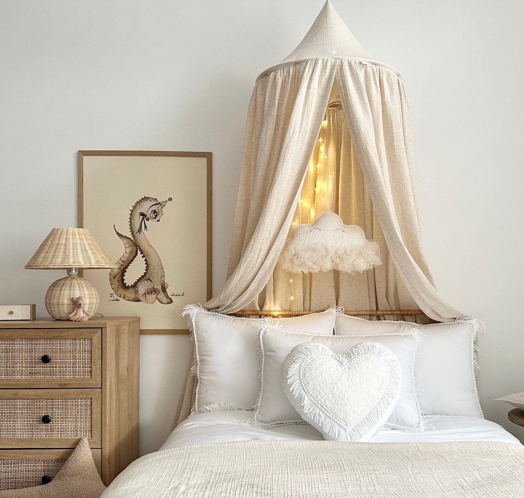 Muslin Cotton Linen Canopy Natural Diameter 50 Cm | Bed Canopy | Kids ...