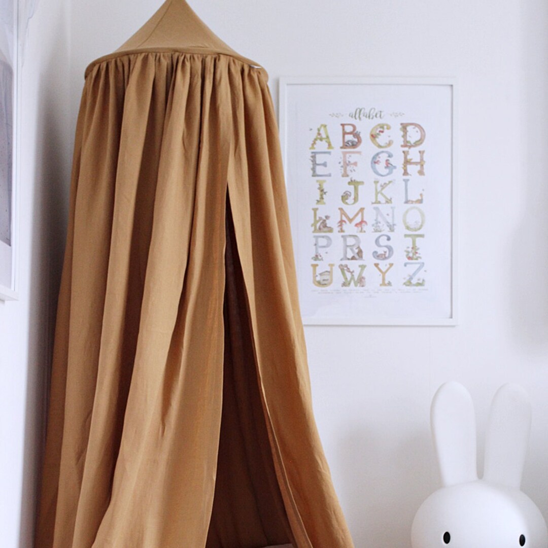 Natural Linen Canopy Hanging Canopy Reading Nook Canopy Linen Bed ...