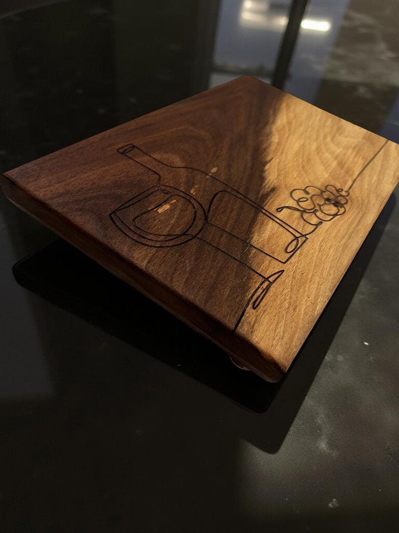 Engraved Walnut Charcuterie Board With Stainless Steel Feet – Wine ...