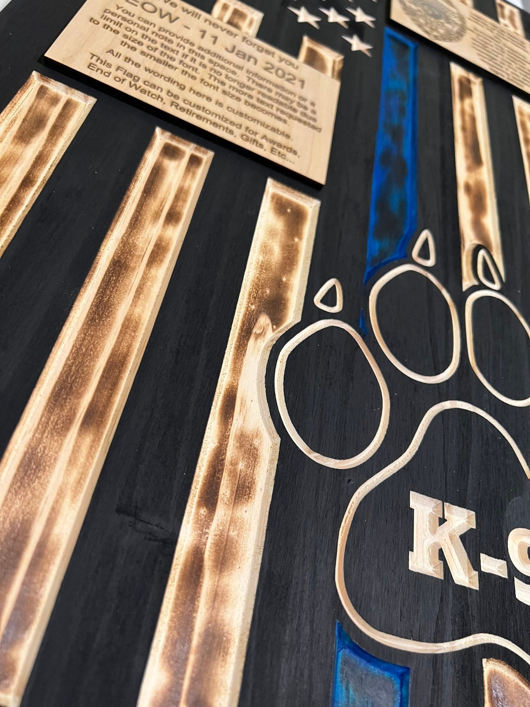 K9 Thin Blue Line American Wood Flag Canine Police Officer Handler - Etsy