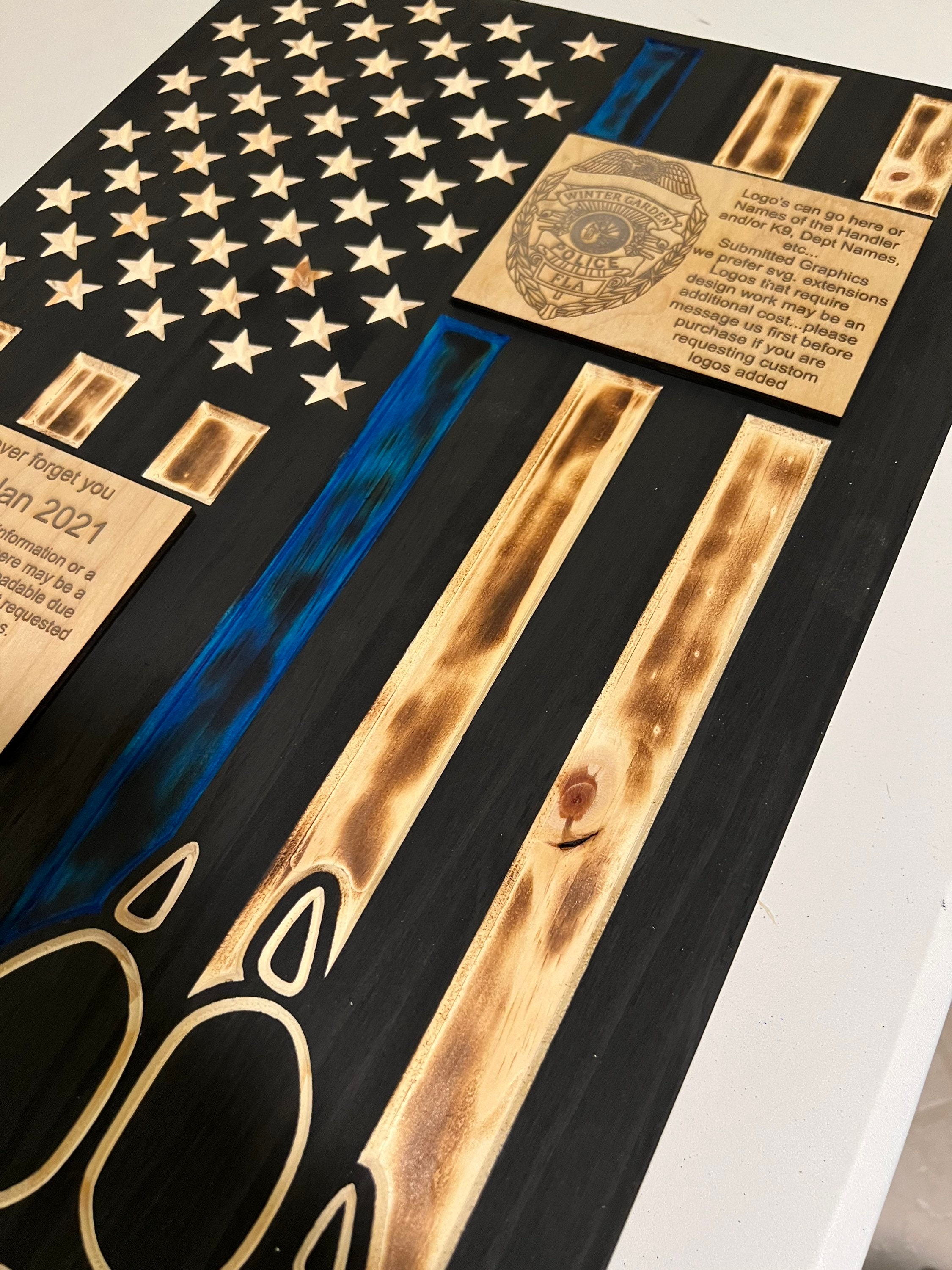 K9 Thin Blue Line American Wood Flag Canine Police Officer - Etsy