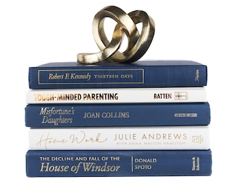 Collection of Navy Blue Coffee Table Books Gold Foil Hardcover Books ...