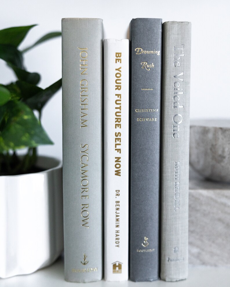 Light Gray Decorative Book Stack Home Decor Books Book Bundles Office ...