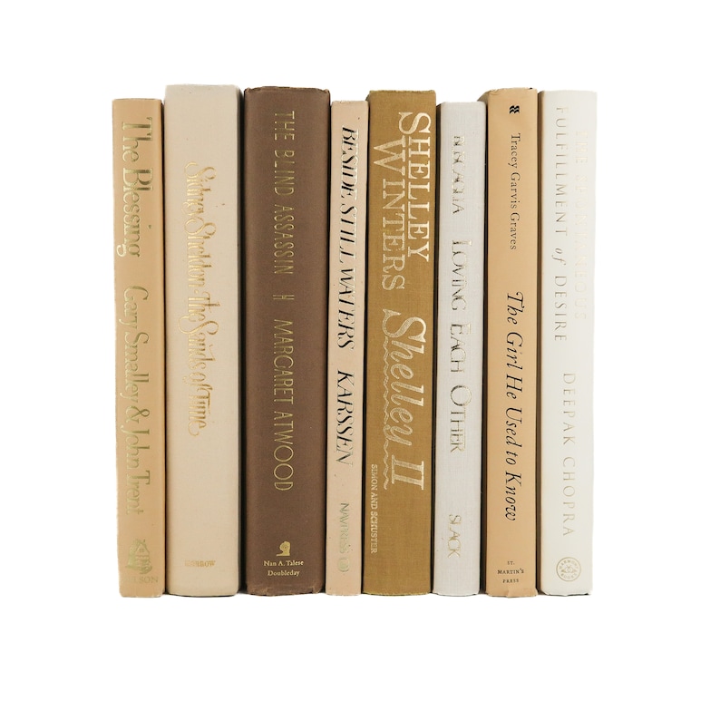Book Set of Tan Ivory Beige Decorative Book Stacks - Home Decor Books ...