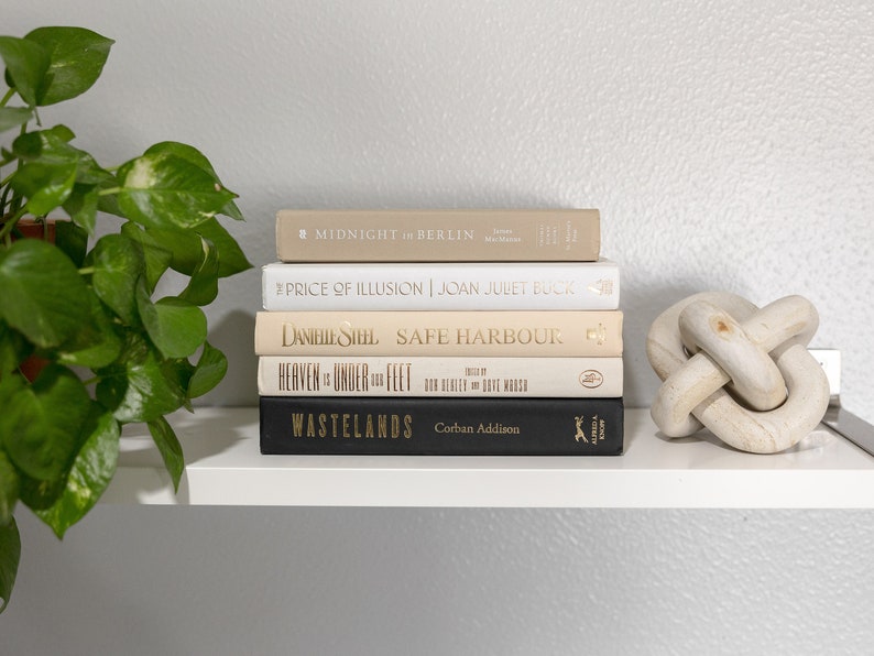 Modern Black White Beige Cream Ivory Decorative Book Stacks Home Decor ...