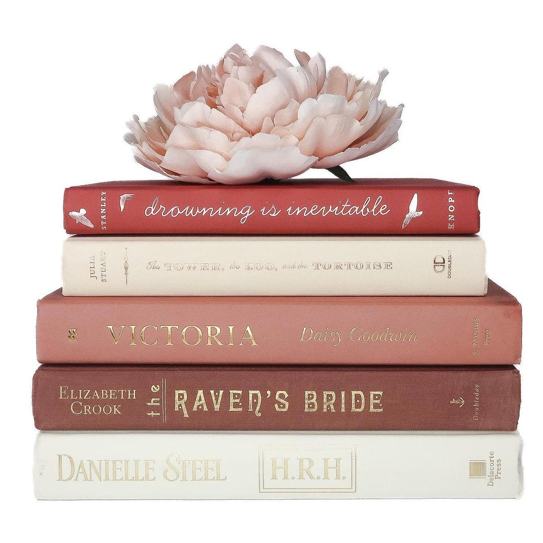 Rose Gold Pink Mauve Cream Decorative Book Stack - Spring Home Decor ...