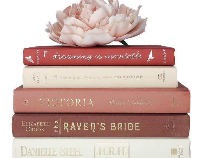 Rose Gold Pink Mauve Cream Decorative Book Stack Spring Home Decor ...