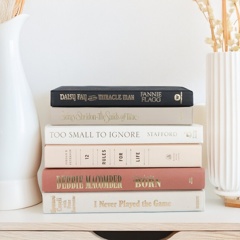 Book Set Rose Gold White Beige Black Modern Decorative Neutral Book ...