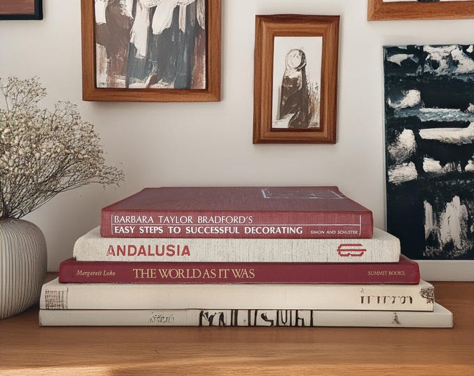 Large Coffee Table Books Beige Maroon Hardcover Decorative Books Tom ...