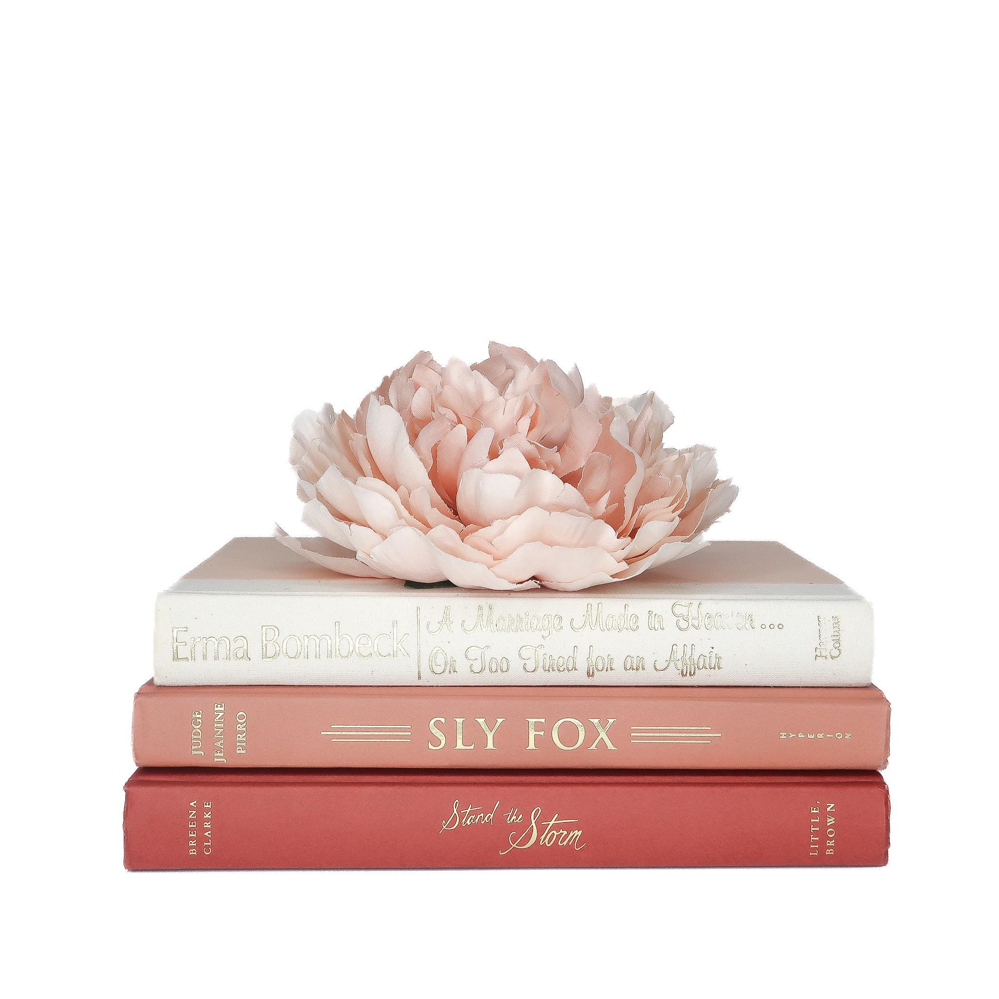 Rose Gold Pink Mauve Cream Decorative Book Stack - Spring Home Decor ...