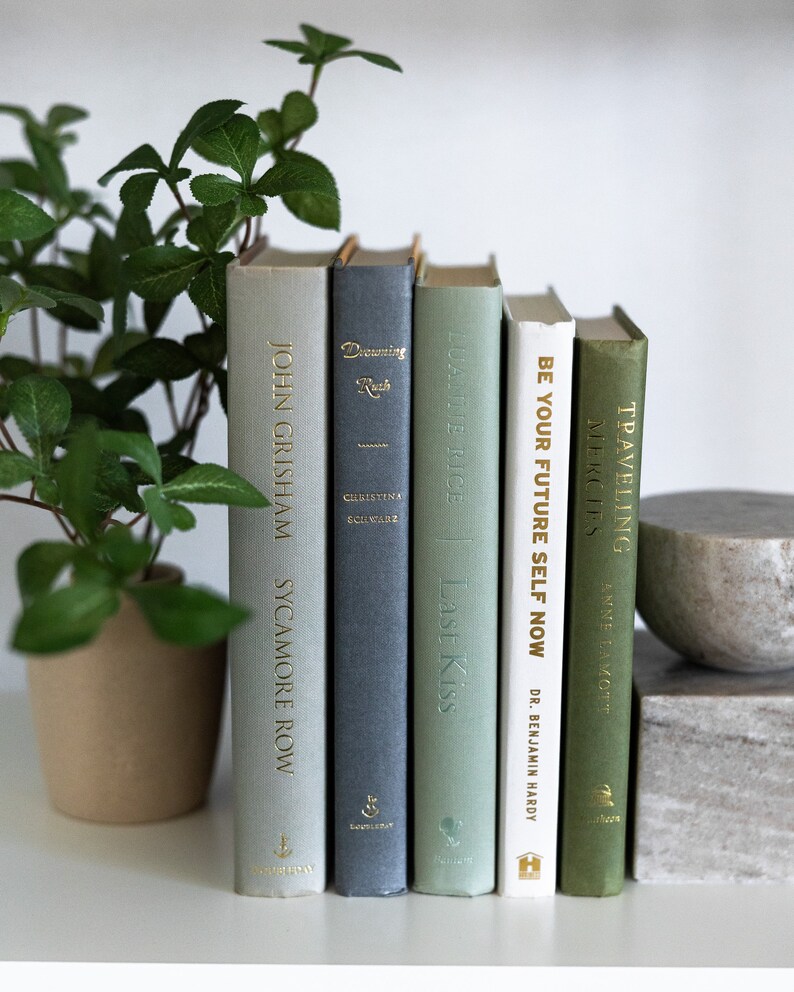Sage Green Grey Decorative Book Stack Home Decor Books Book Bundles ...