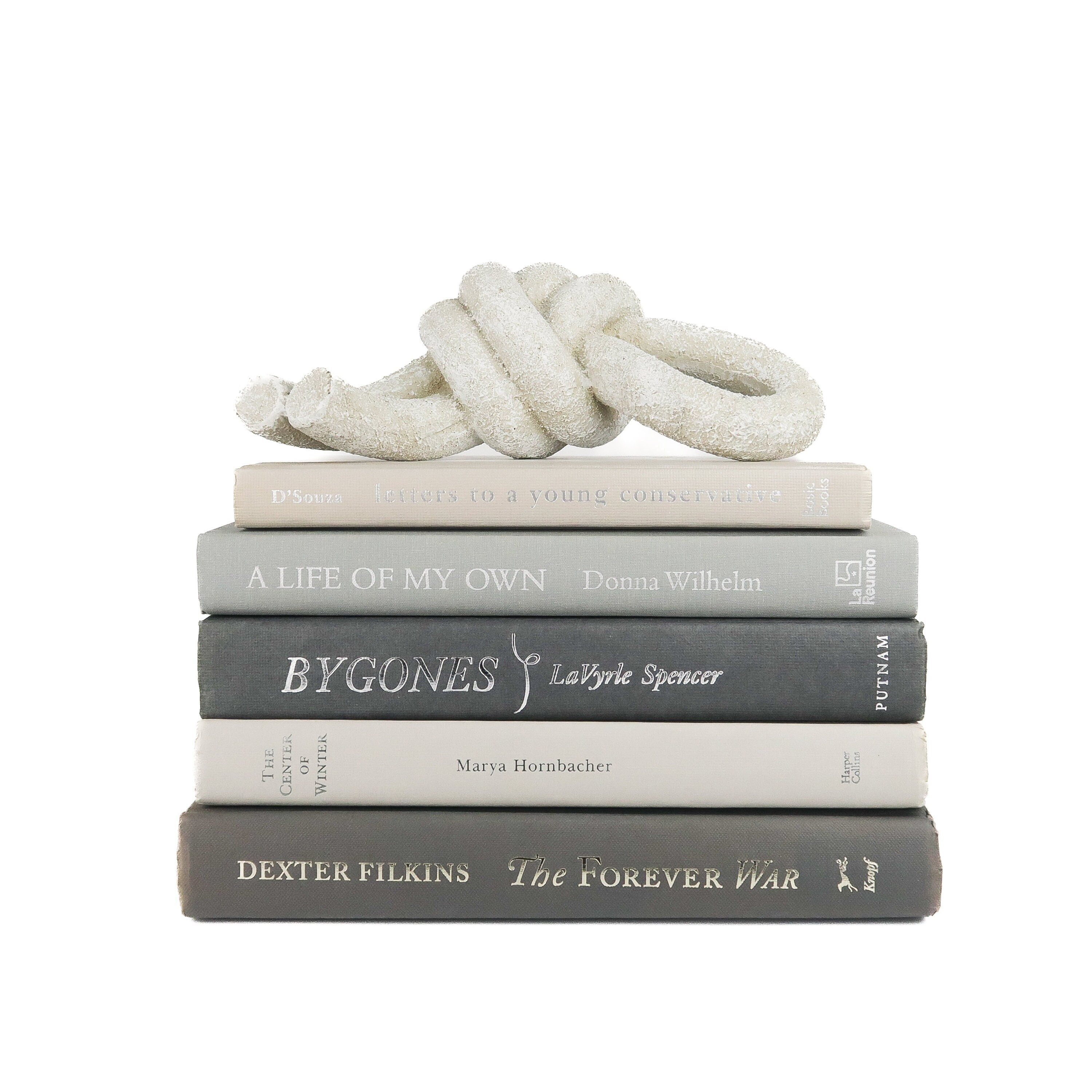 Hardcover Light Dark Gray Home Decor Books With Silver Lettering - Book ...