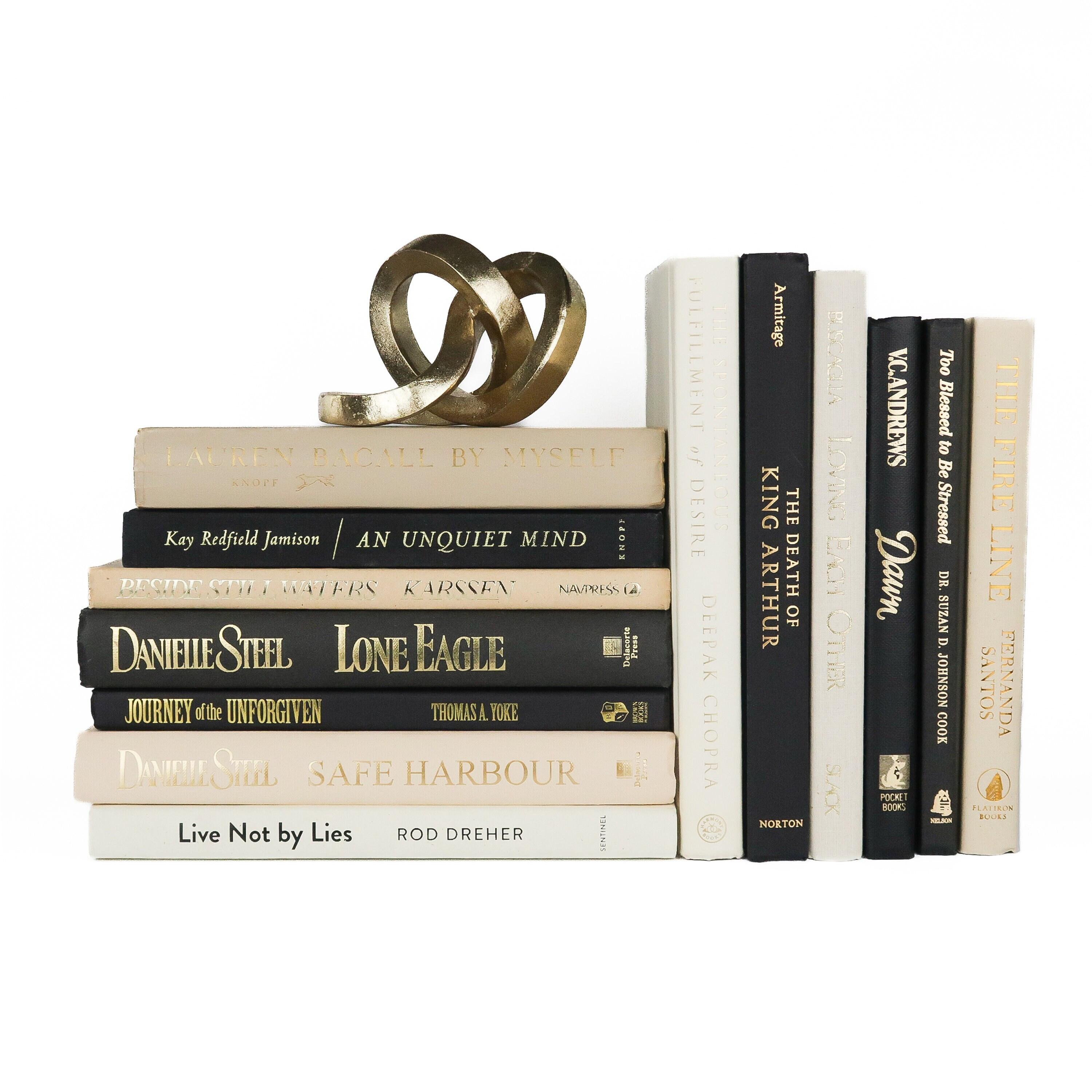 Book Stack of Black Beige Cream Decorative Books - Modern Home Decor ...