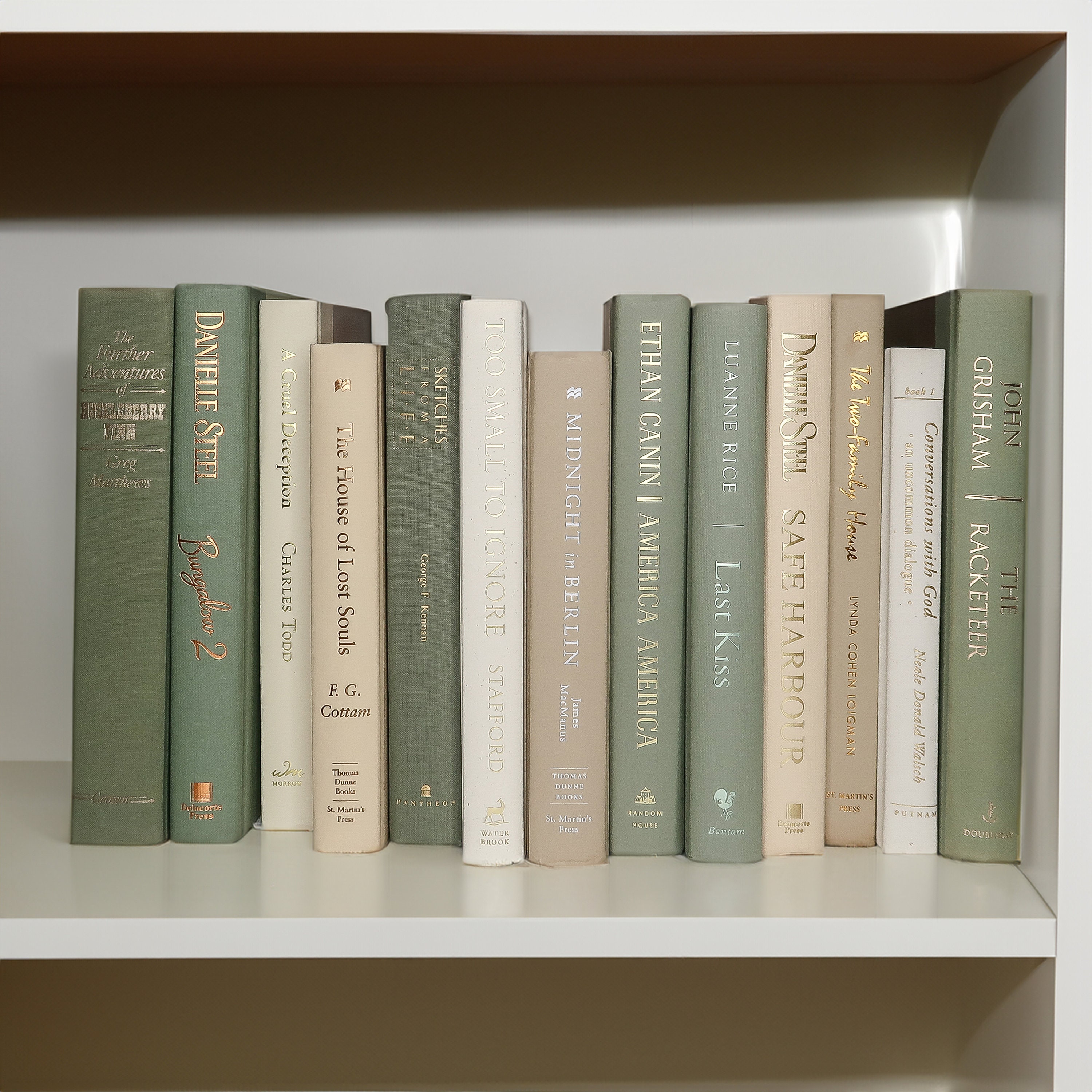 Sage Green Cream Decorative Book Stack Cottagecore Home Decor Books ...