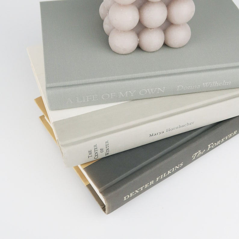 Hardcover Light Dark Gray Home Decor Books With Silver Lettering - Book ...