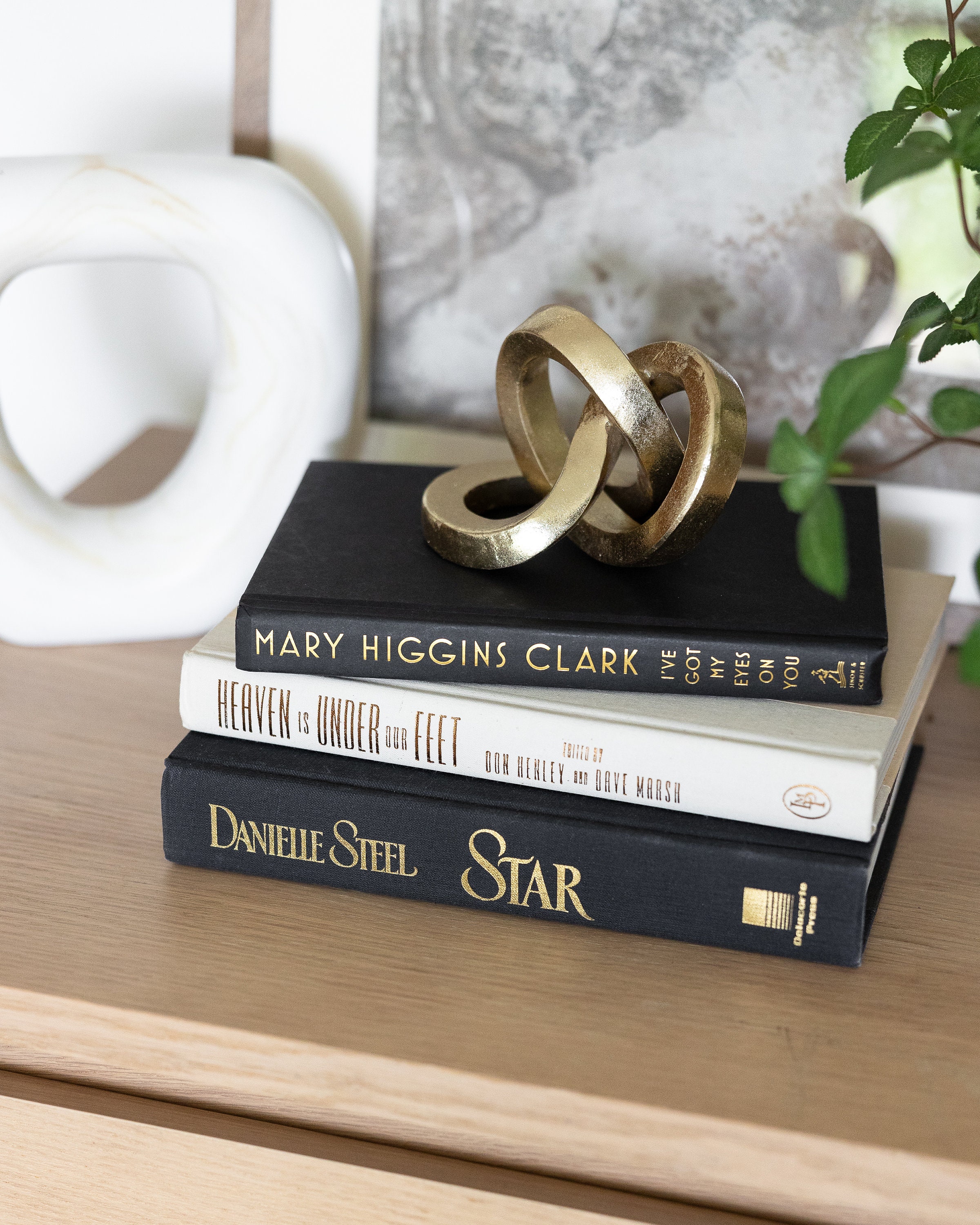 Set of Black White Beige Modern Decorative Neutral Book Stacks Home ...