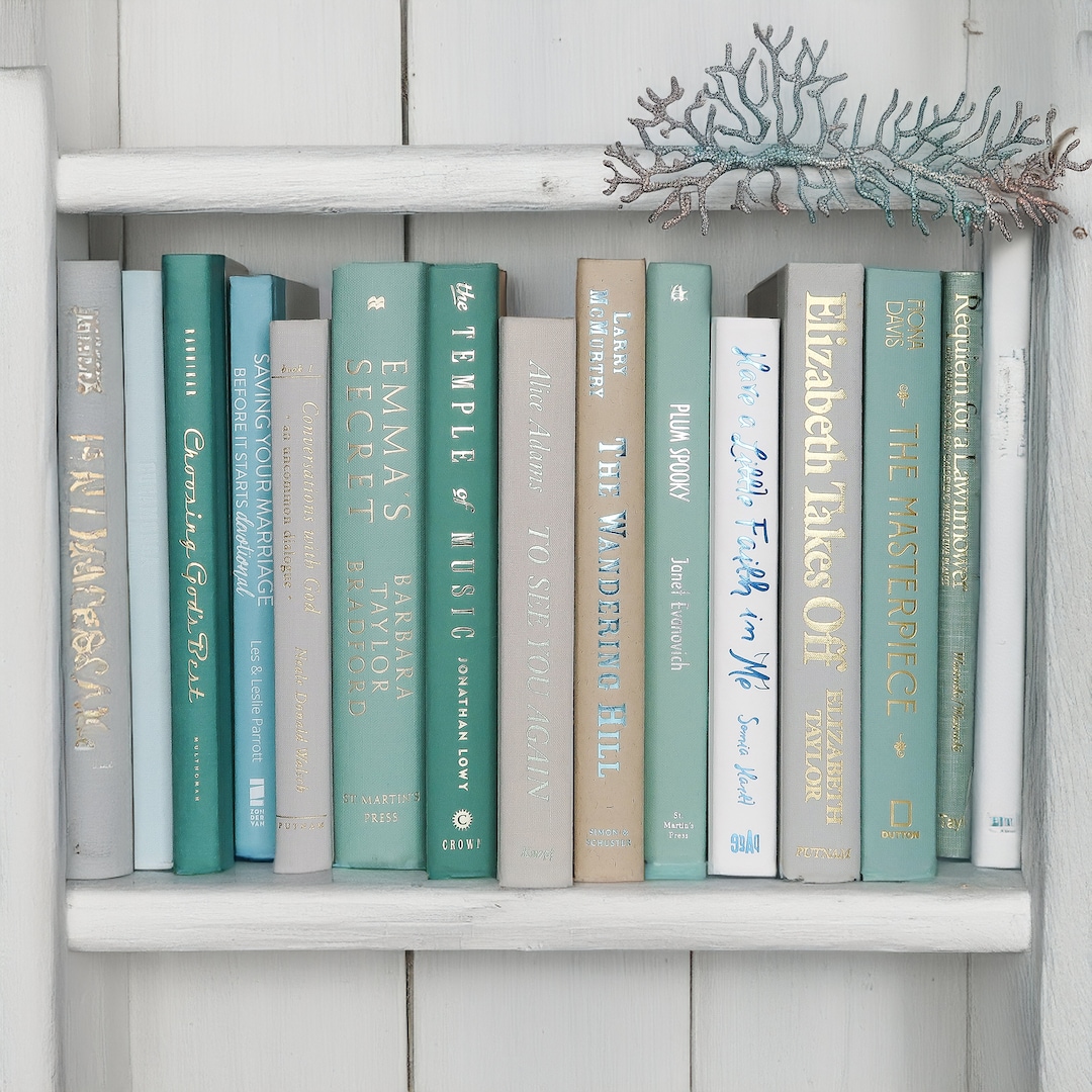 Book Stack of Coastal Blue Beach House Decorative Books - Hardcover ...