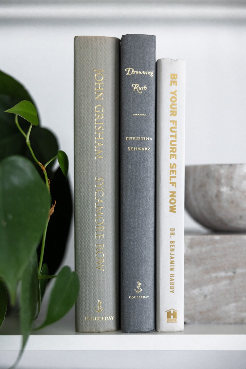 Light Gray Decorative Book Stack Home Decor Books Book Bundles Office ...