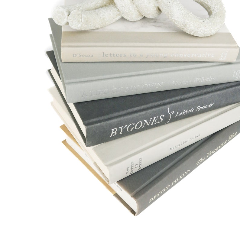 Hardcover Light Dark Gray Home Decor Books With Silver Lettering - Book ...