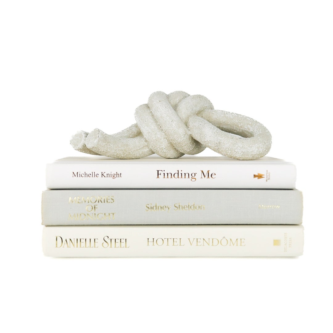 Book Bundle of White Gray Cream Gold Lettering Bookshelf Decor Home ...