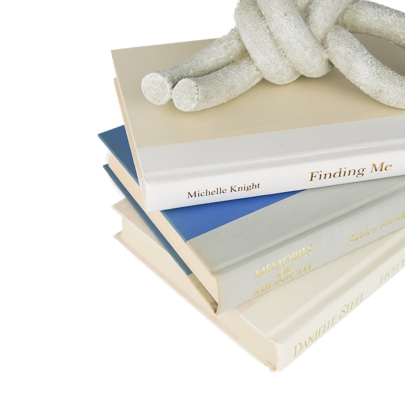 Book Bundle of White Gray Cream Gold Lettering Bookshelf Decor Home ...