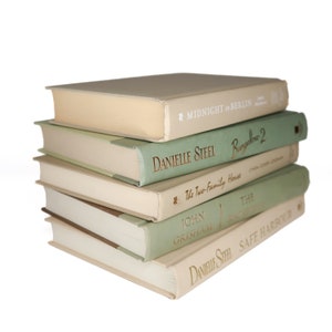 Sage Green Cream Decorative Book Stack Cottagecore Home Decor Books ...