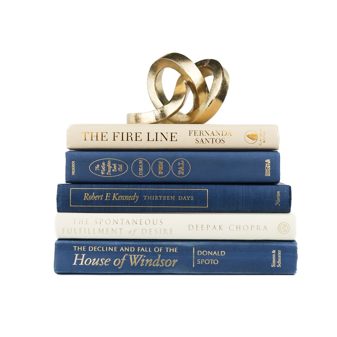 Book Stack of Navy Blue White Beige Decorative Books - Hardcover Books ...