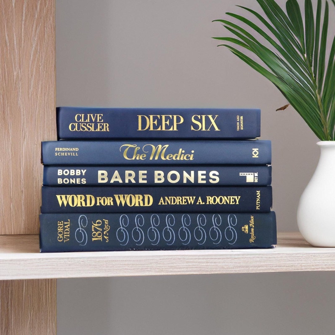 Collection of Navy Blue Coffee Table Books Gold Foil - Hardcover Books ...