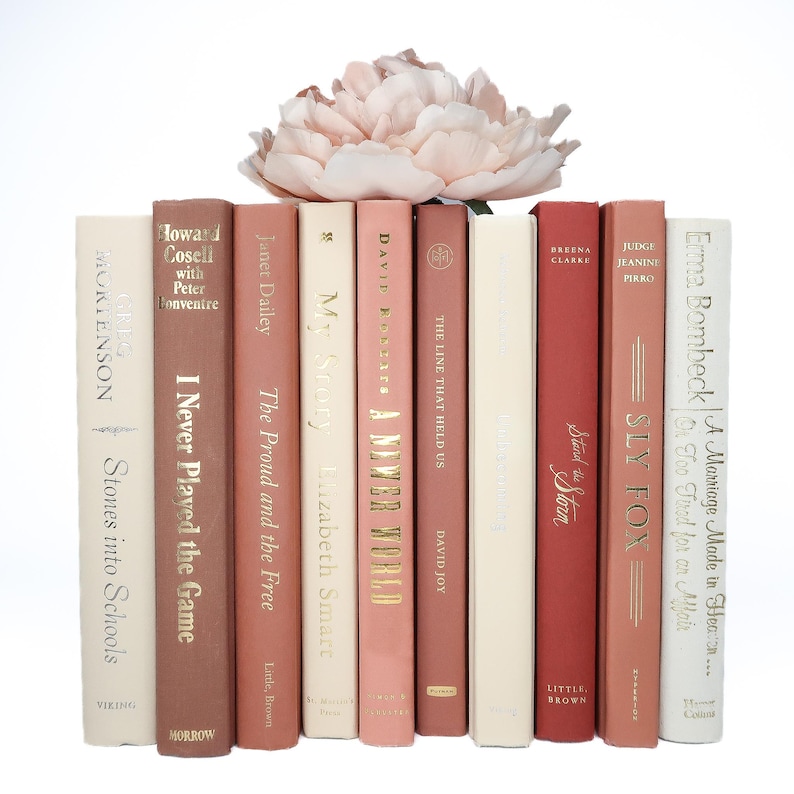 Rose Gold Pink Mauve Cream Decorative Book Stack Spring Home Decor ...