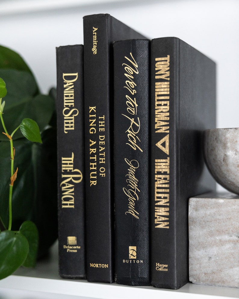 Black Decorative Book Stacks Home Decor Books Book Bundles Office Shelf ...