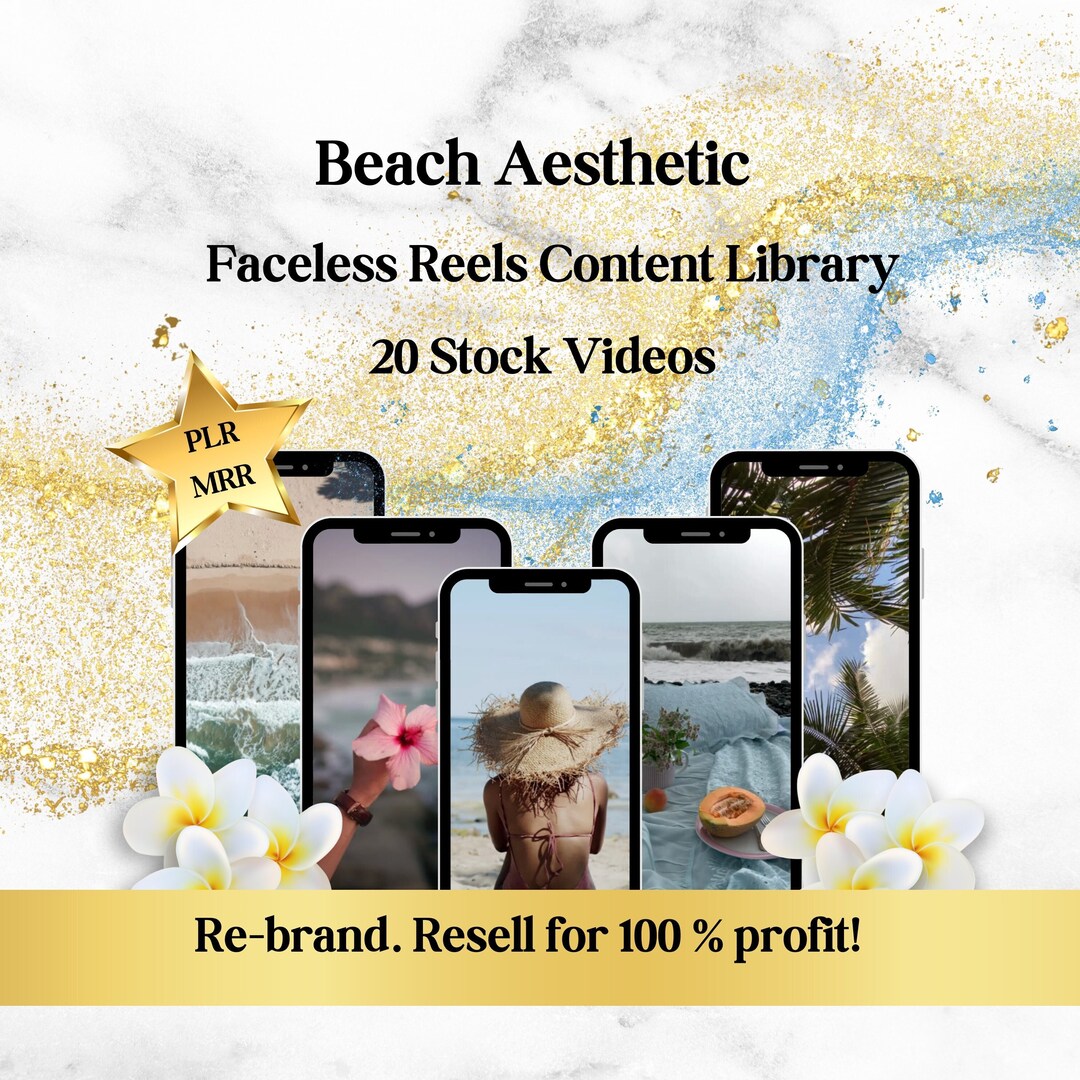 20 Faceless Marketing Beachy Vibes Videos/reels Master Resell Rights ...