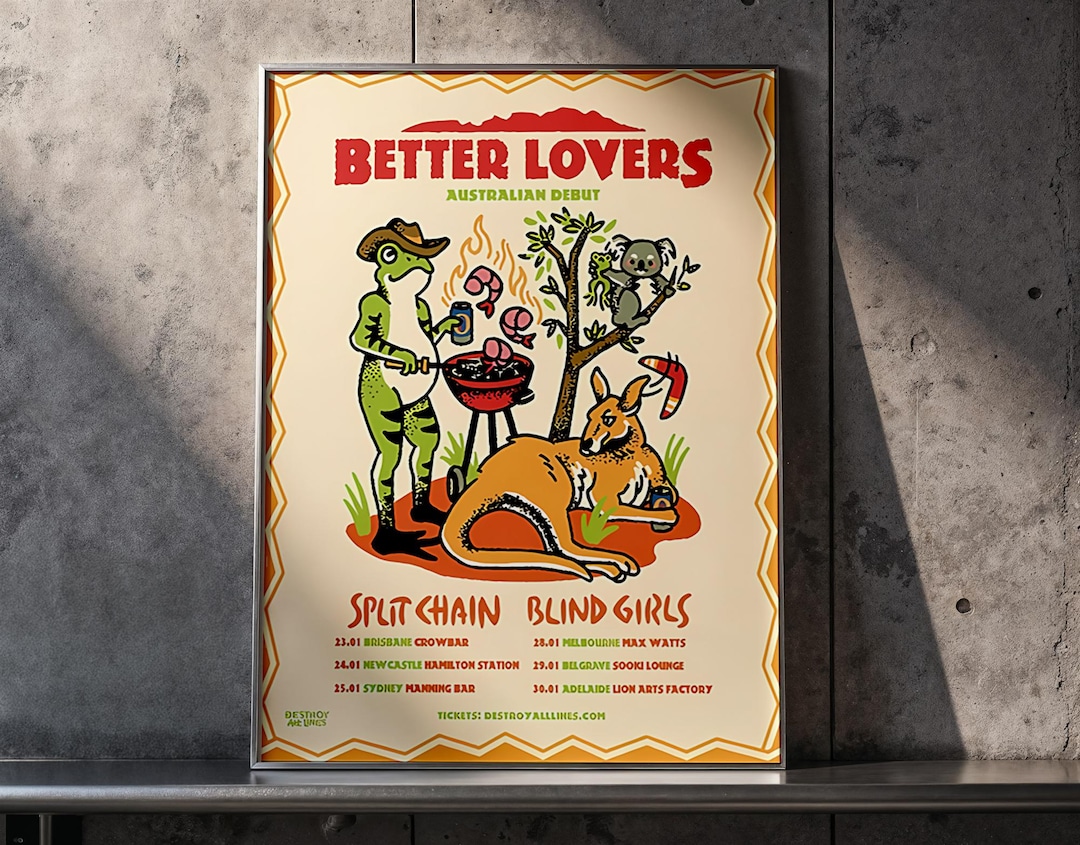 Better Lovers Australian Debut Tour 2026 Concert Poster, Split Chain ...
