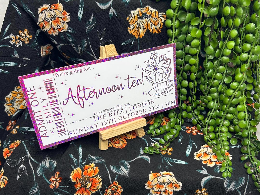 Personalized Foil Afternoon Tea Ticket: Keepsake Gift Voucher - Etsy