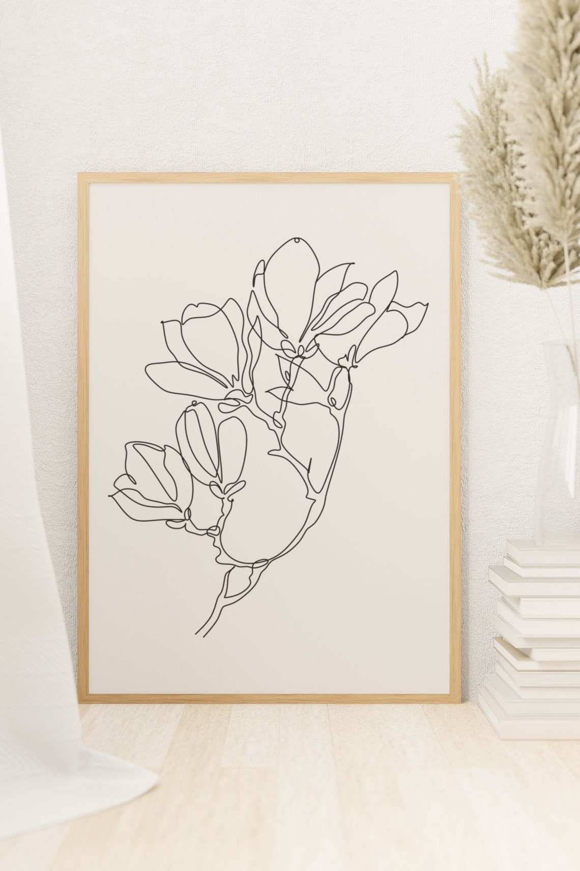 Floral Single Line Art, Single Line Wall Art, Floral Wall Art, Digital ...